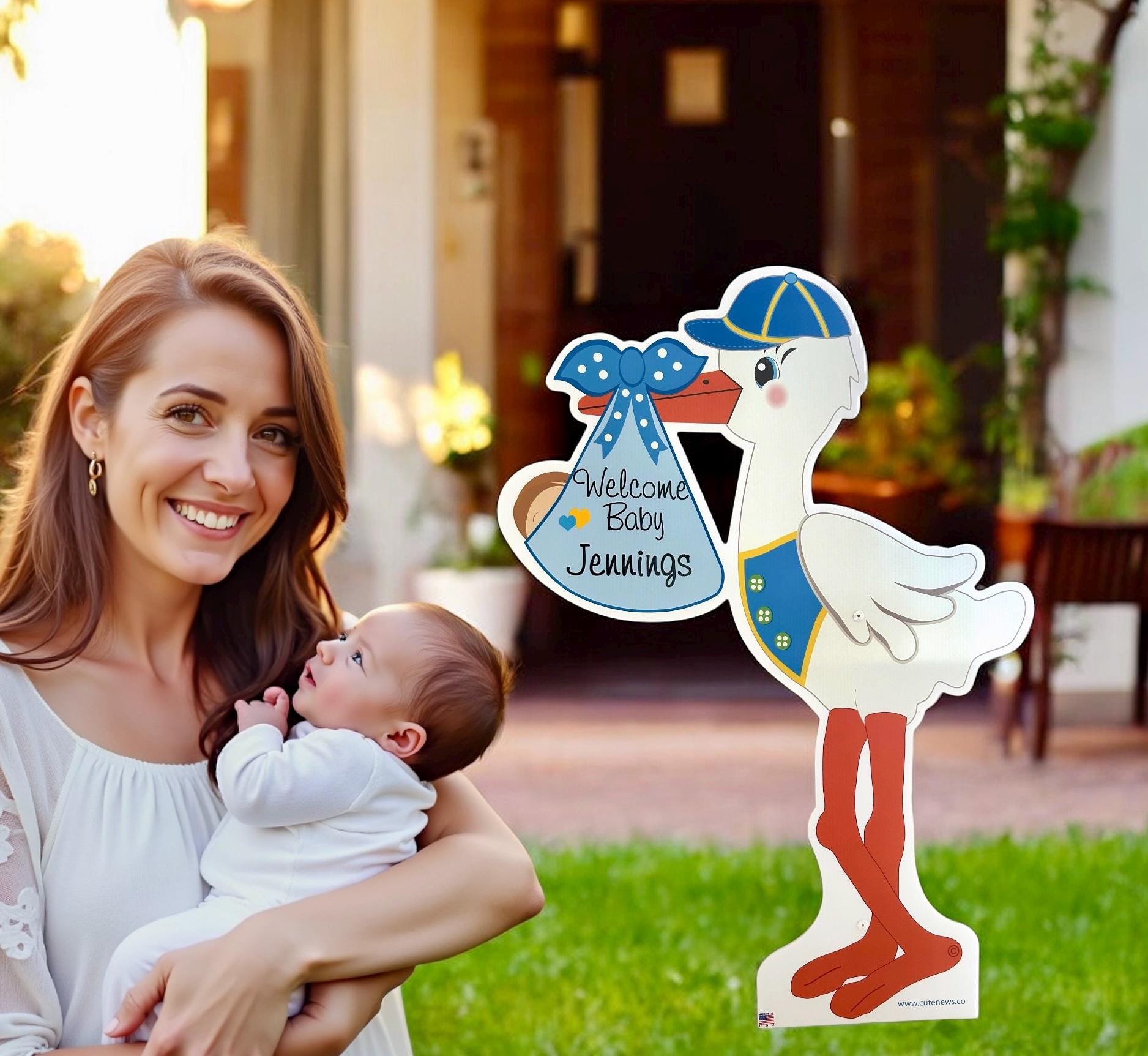 Welcome New Baby Yard Stork Sign, Custom Name, It's a Girl Boy ...