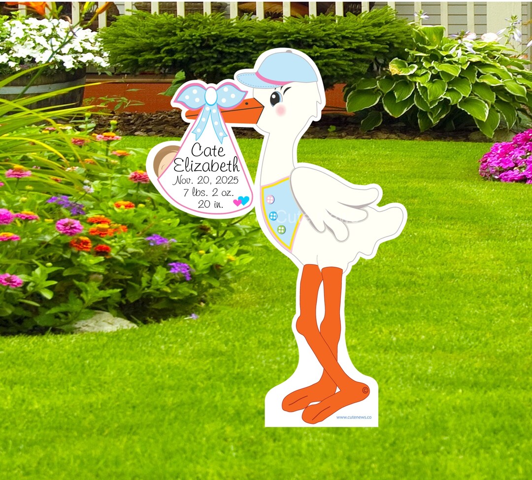 Personalized Stork Lawn Sign Decoration, Welcome Home Baby Boy, Girl ...