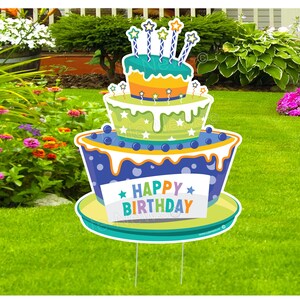 Happy Birthday Cake Yard Card, Outdoor Yard Sign, Personalized Lawn ...