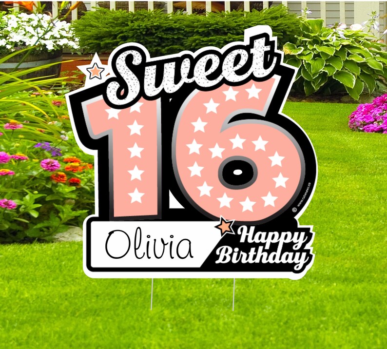 Happy Sweet 16th Birthday Yard Sign Sixteen Birthday Party - Etsy