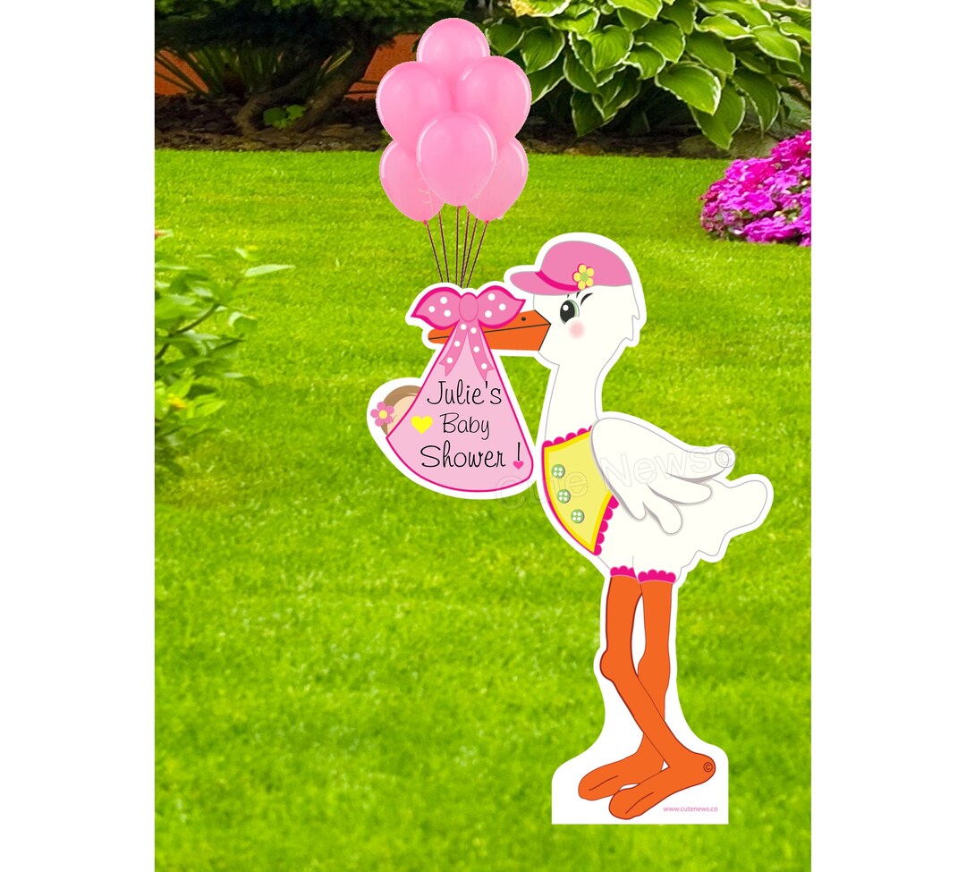 Stork Baby Shower Yard Sign: Outdoor Party Decoration, Welcome Lawn ...