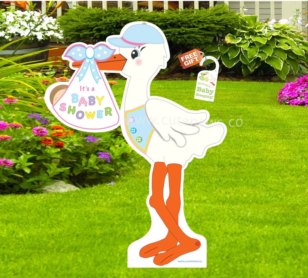 Stork Baby Shower Yard Sign, Outdoor Party Decoration, Yard Stork Baby ...