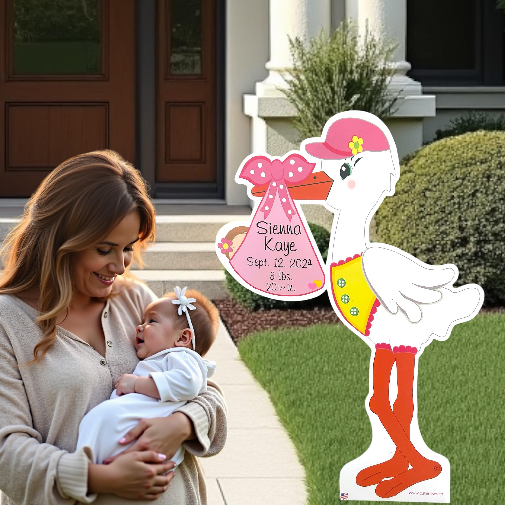 Welcome New Baby, Tall Stork Yard Sign, Custom Birth Stats It's a Boy ...