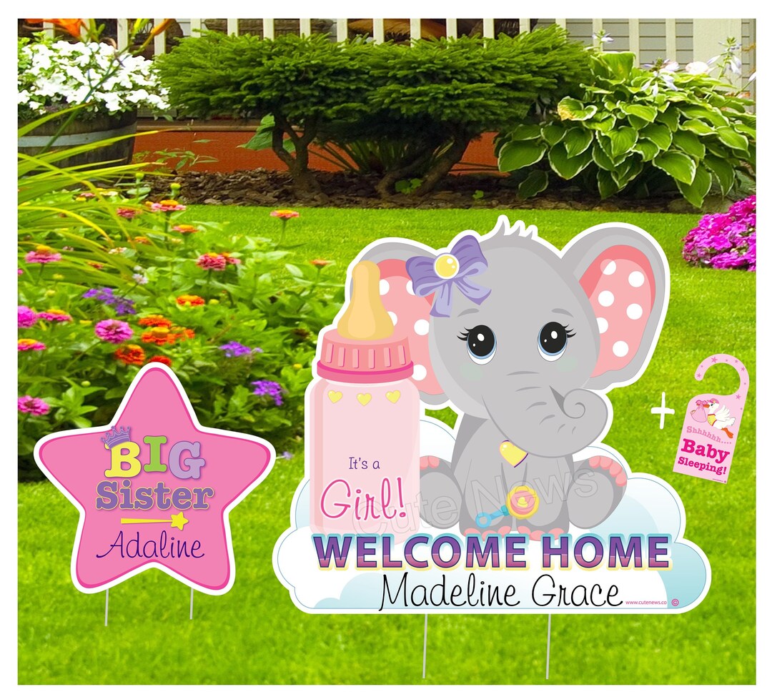 Personalized Elephant Baby Announcement Yard Sign: New Baby Decor - Etsy
