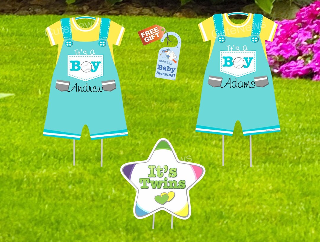 Custom Twin Baby Birth Announcement Yard Signs: Welcome Home - Outdoor ...