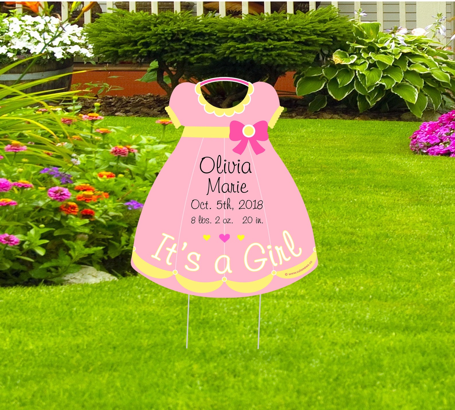 It's A Girl Yard Sign: Newborn Welcome Home, Outdoor Lawn Decor - Birth ...