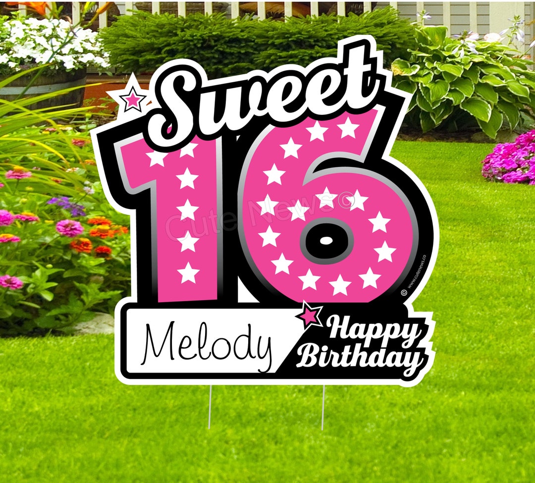 Sweet 16 Birthday Sign Happy Birthday Sign Sixteen Party Happy Birthday ...