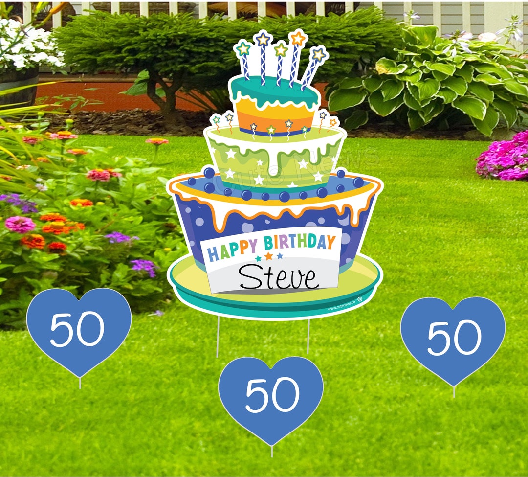 Personalized Birthday Cake Lawn Sign: Custom Name & Age Yard Decoration ...