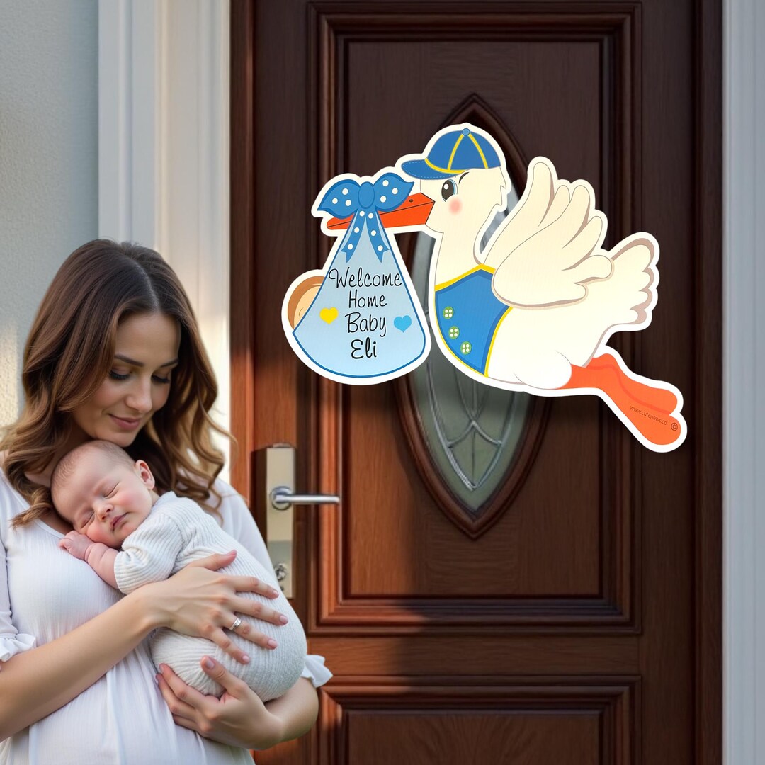 Welcome Home Baby Its a Boy Stork Door Sign Hospital Door Hanger ...