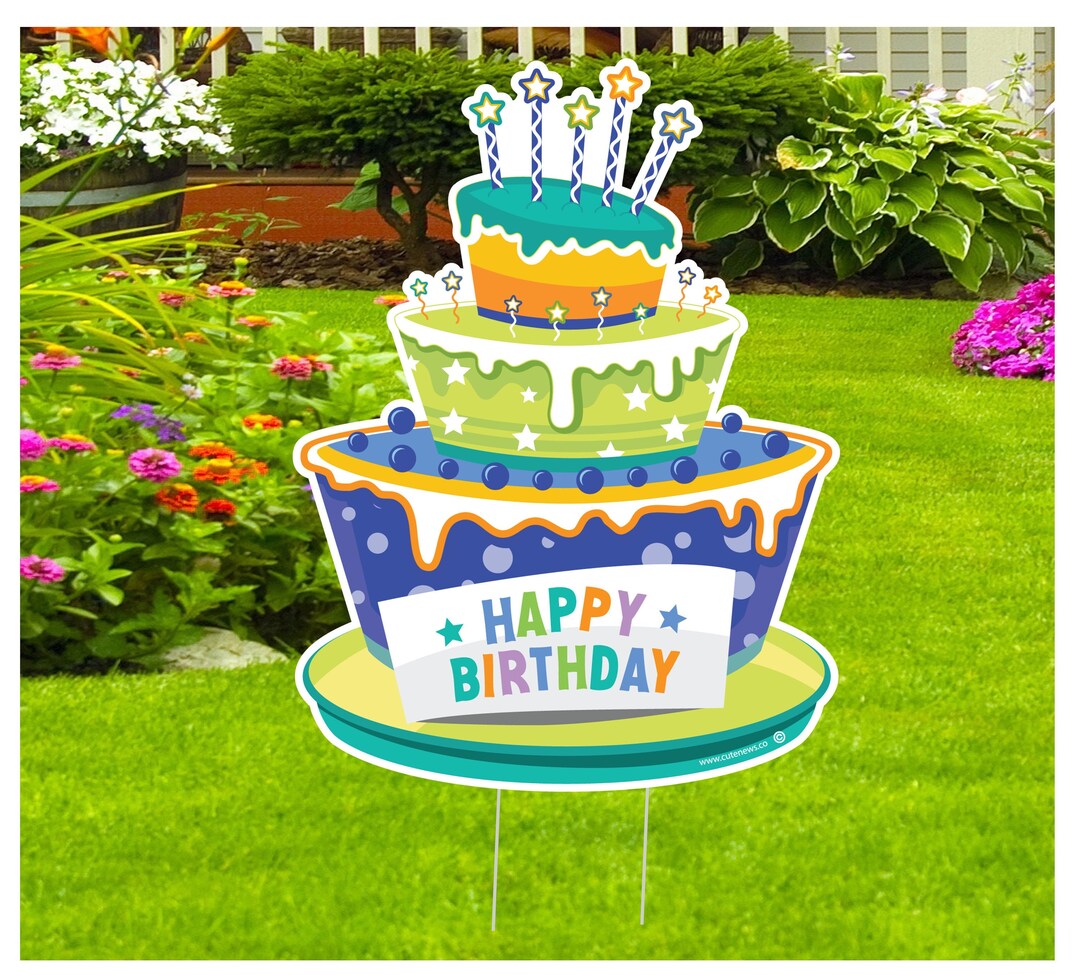 Cake Yard Signs Happy Birthday Yard Card Decorations Personalized Gift ...