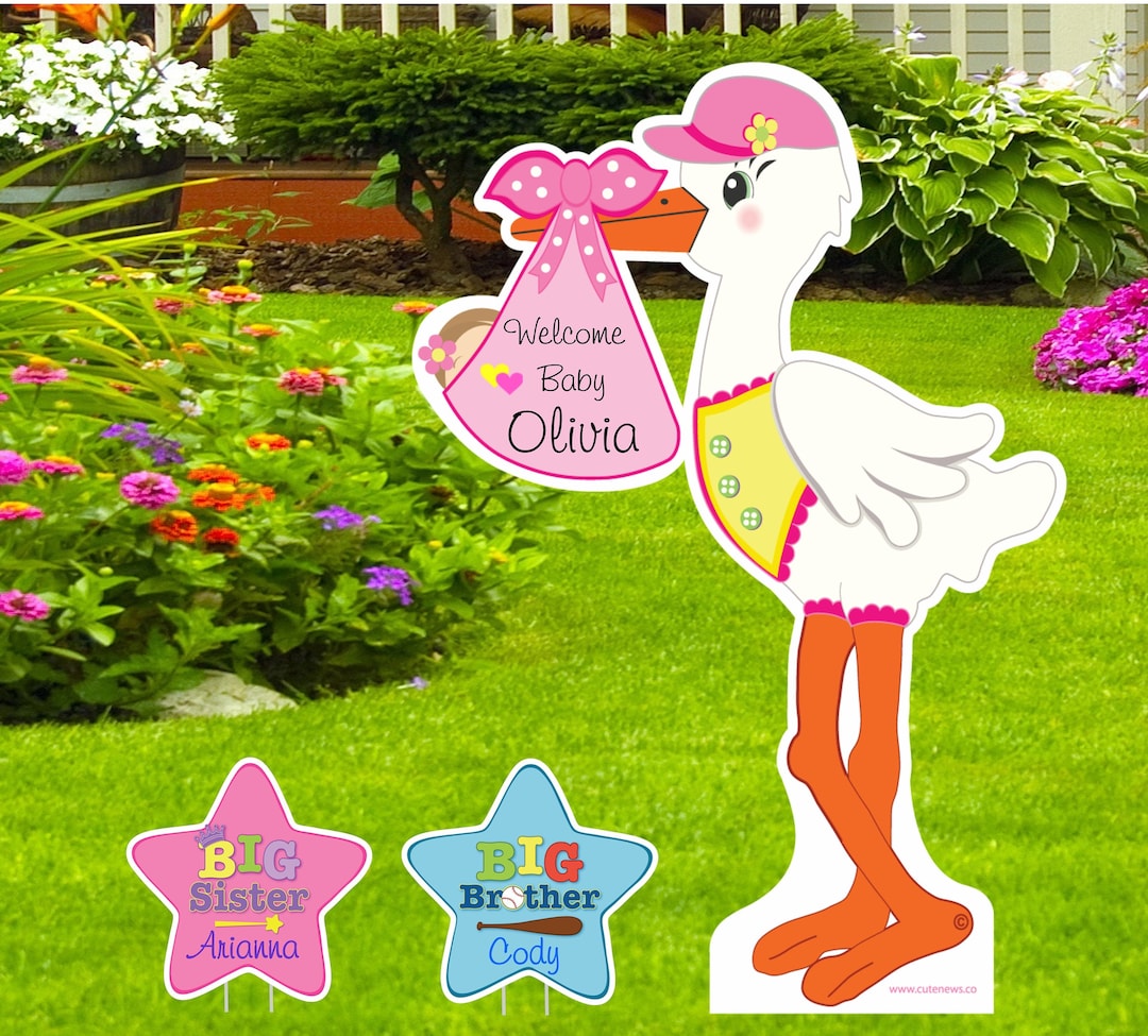 Stork Sign Welcome Home Baby Boy Yard Sign Its a Girl Stork Yard Sign ...