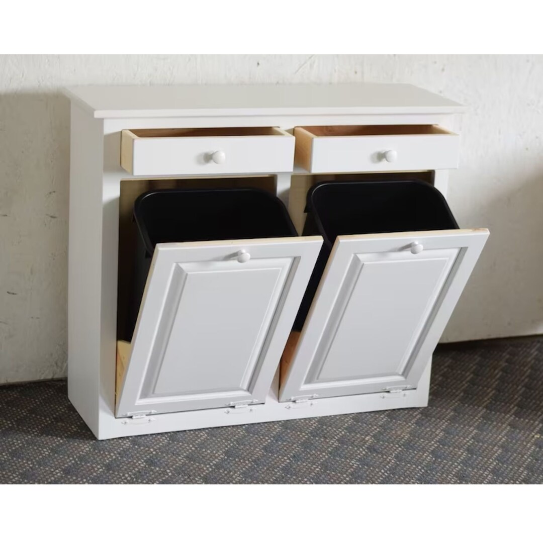 Amish Crafted, Double Trash Bin Wood Trash Can Amish Handmade Made in ...