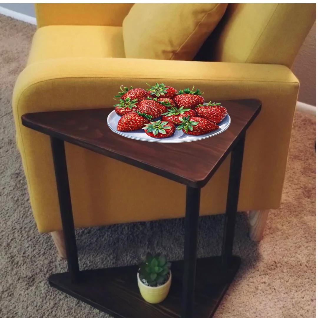 Triangular Side Coffee Table, Corner End Table, Minimalist Sofa Table, Hardwood Couch Table ...