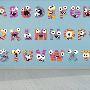 Alphabet ABC Monsters Sticker Kid Educational Color Learning Wall Decal ...