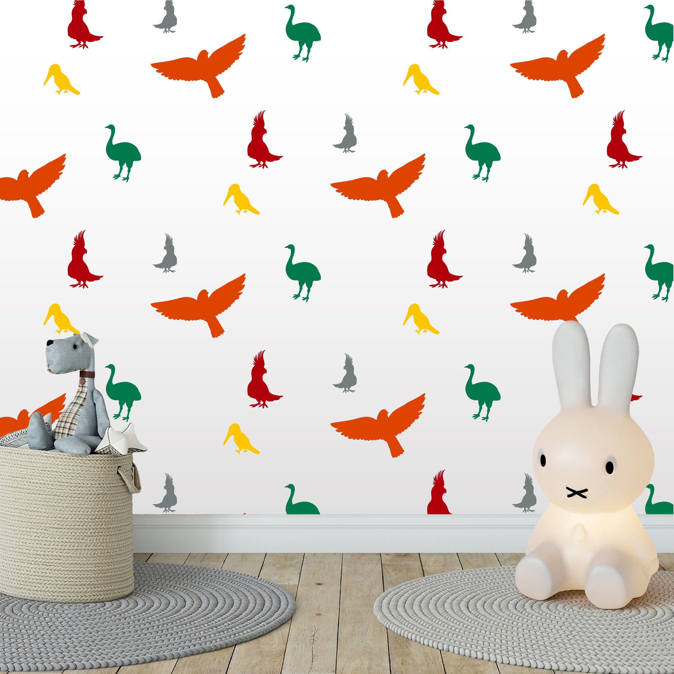Bird Wall Decal Kids Room Parrot Flying Cockatoo Ostrich Wall Sticker ...
