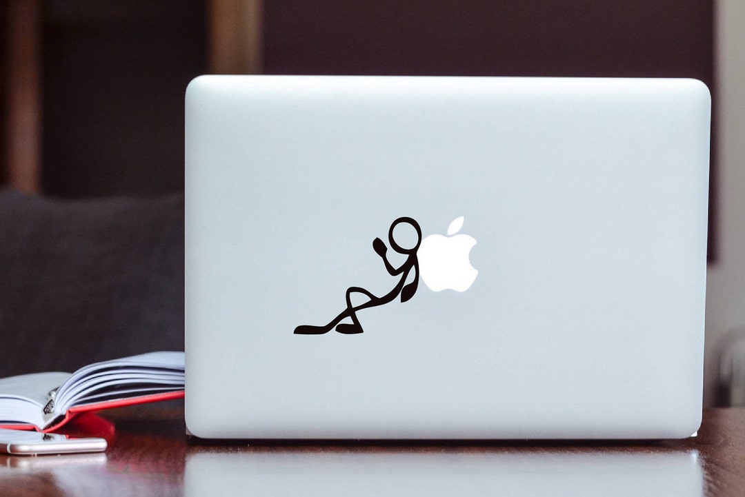 Stickman Leaning on Glowing Apple MacBook Decal / Stick Figure Lean ...