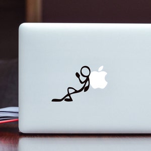 Stickman Leaning on Glowing Apple MacBook Decal / Stick Figure Lean ...