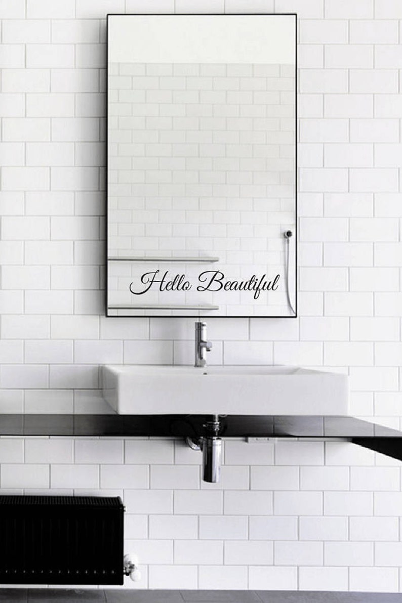 Hello Beautiful Mirror Decal / Hello Beautiful Mirror Sticker - Etsy