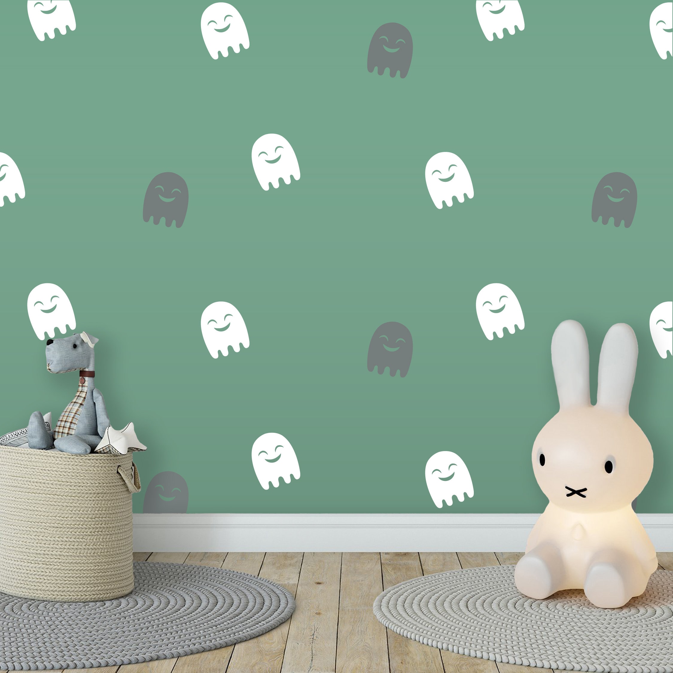 Ghost Wall Decal Pattern Scary Happy Phantom Kid Room Nursery Sticker ...