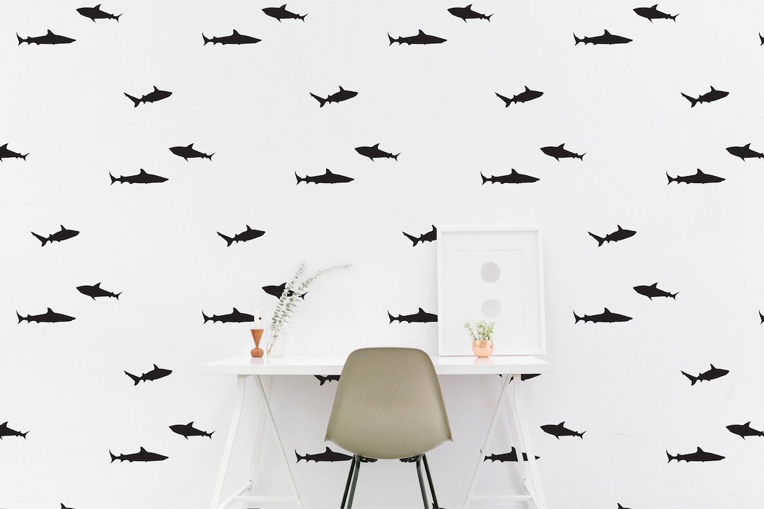 Shark Wall Decal Nautical Kids Room Marine Fish Wall Sticker Bedroom ...