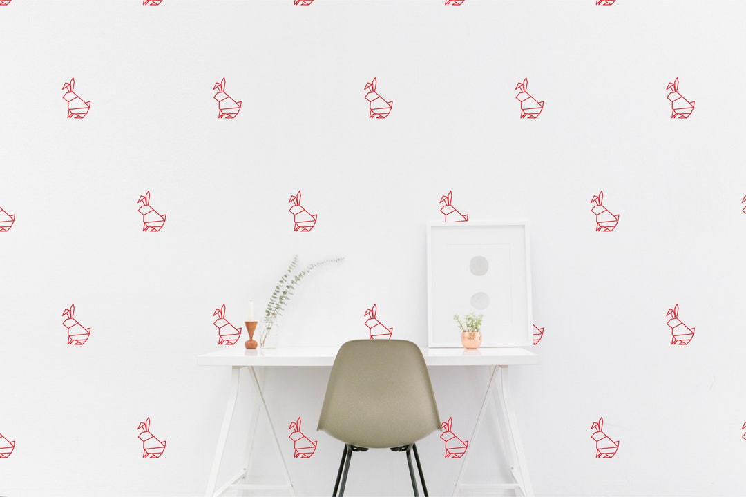 Rabbit Wall Decal Kids Room Origami Rabbit Wall Sticker Living Room ...