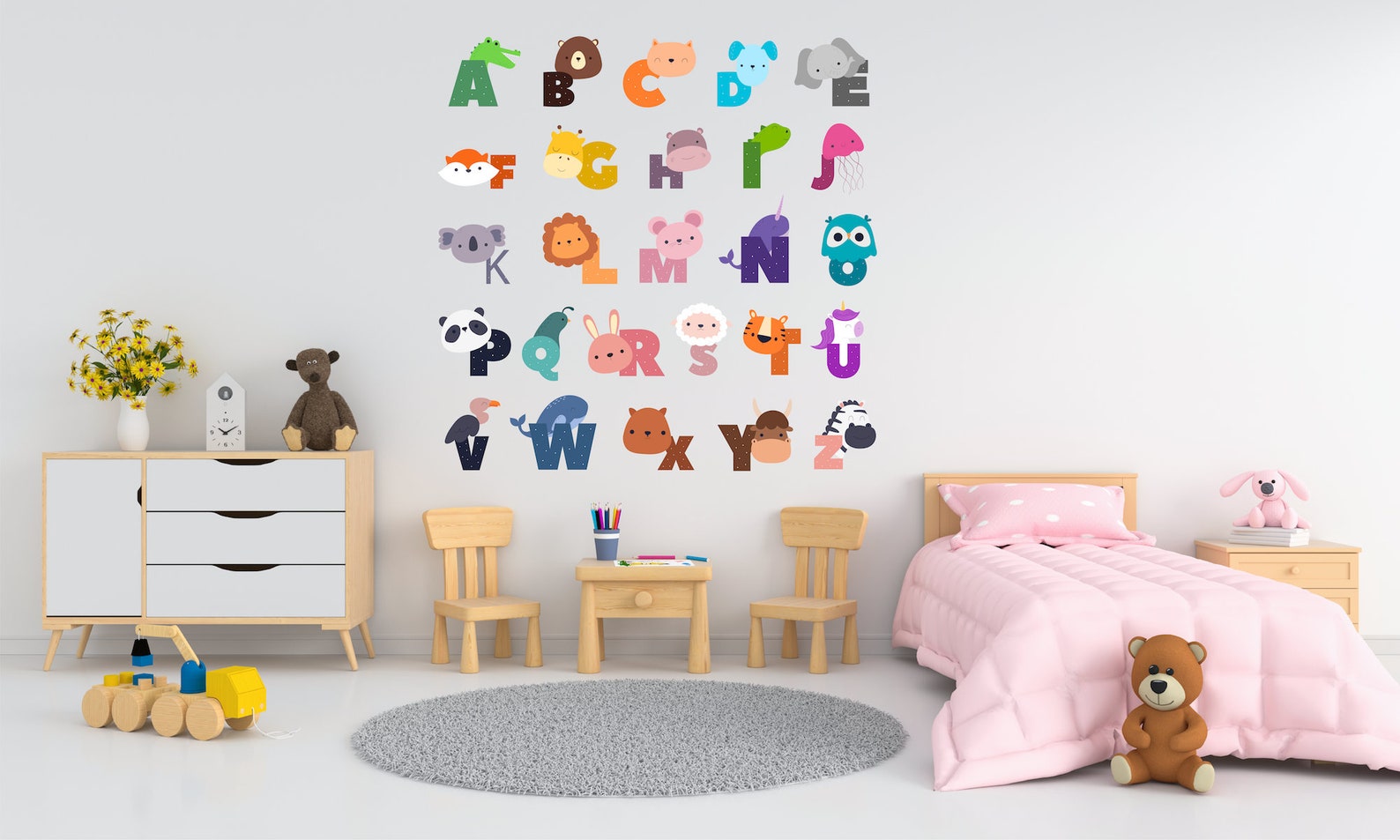 ABC Animal Alphabet Wall Sticker Educational Color Letter Wall - Etsy