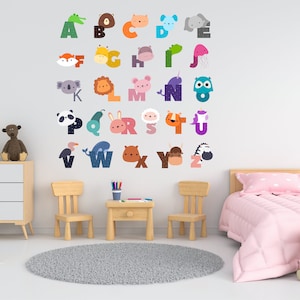 ABC Animal Alphabet Wall Sticker Educational Color Letter Wall Decal ...