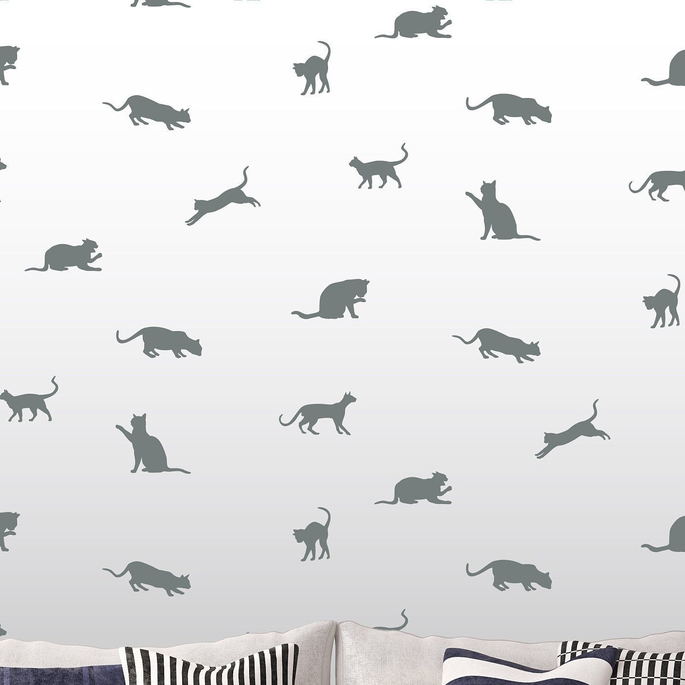 Cats Pattern Decal Kitty Wall Nursery / Cat Kids Room Wall | Etsy
