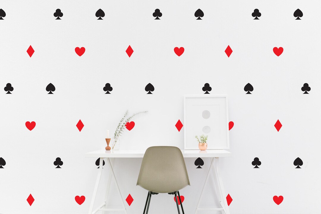 Playing Cards Wall Pattern Decal Clubs Diamonds Hearts Spades Sticker ...