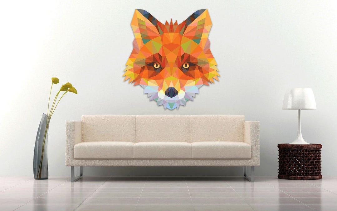 Fox Wall Decal Sticker Modern Geometric Low Poly Fox Spirit Animal ...