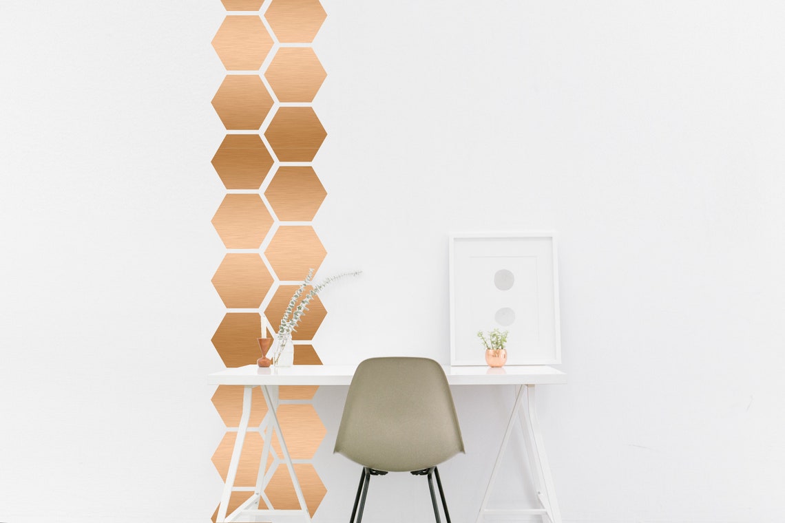 Hexagon Wall Decal Pattern Square Shape Ornament Sticker | Etsy