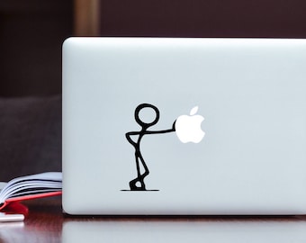 Stickman Leaning on Glowing Apple Macbook Decal / Stick Figure - Etsy