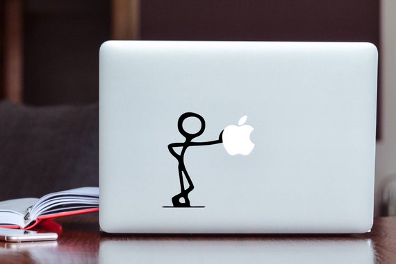 Stickman Lean Stand on Glowing Apple Macbook Decal / Stick | Etsy