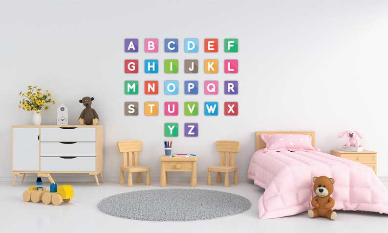 Building Blocks Alphabet Sticker Kid Room Wall ABC Educational | Etsy