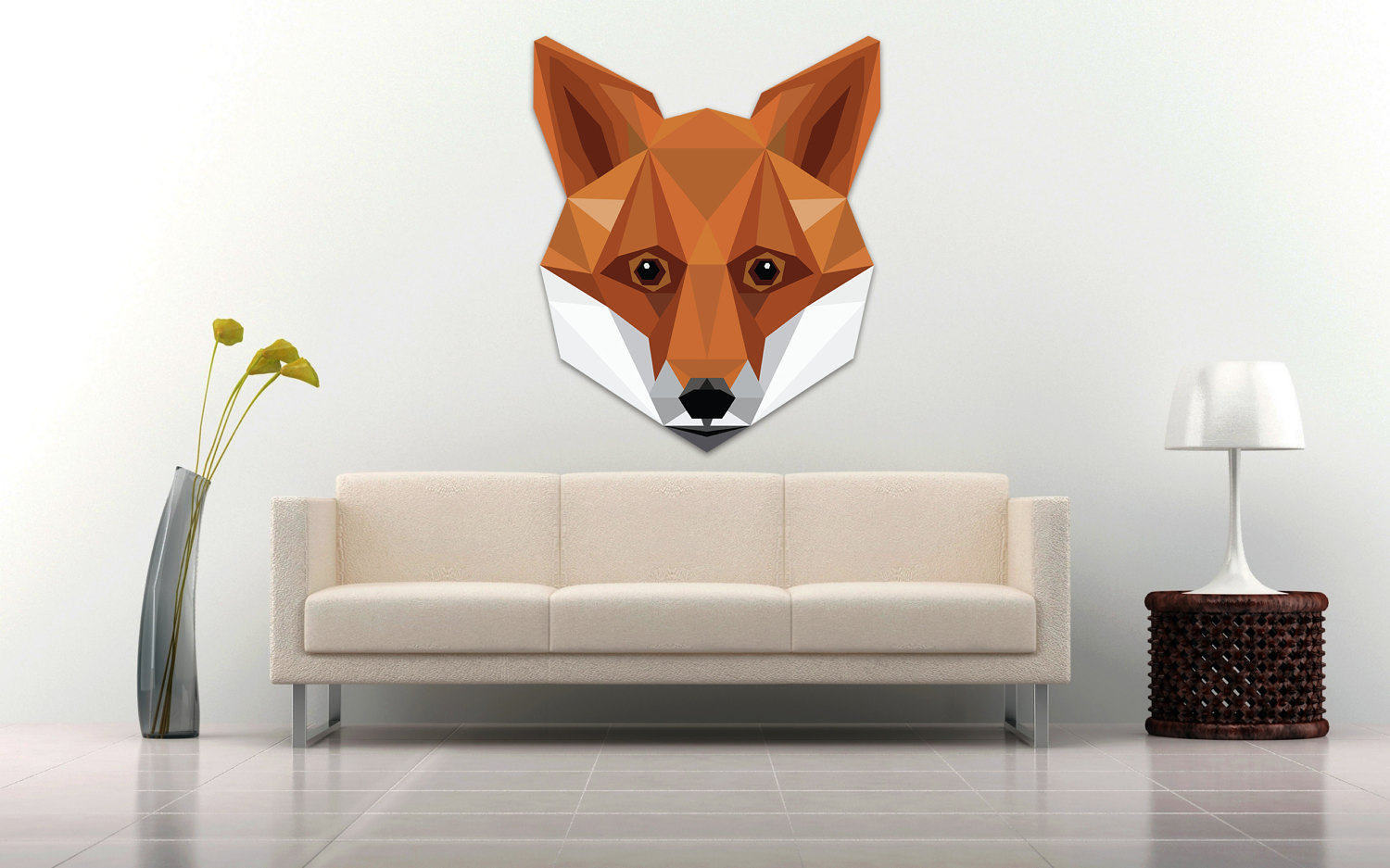 Fox Wall Decal Sticker Modern Geometric Low Poly Fox Spirit Animal ...