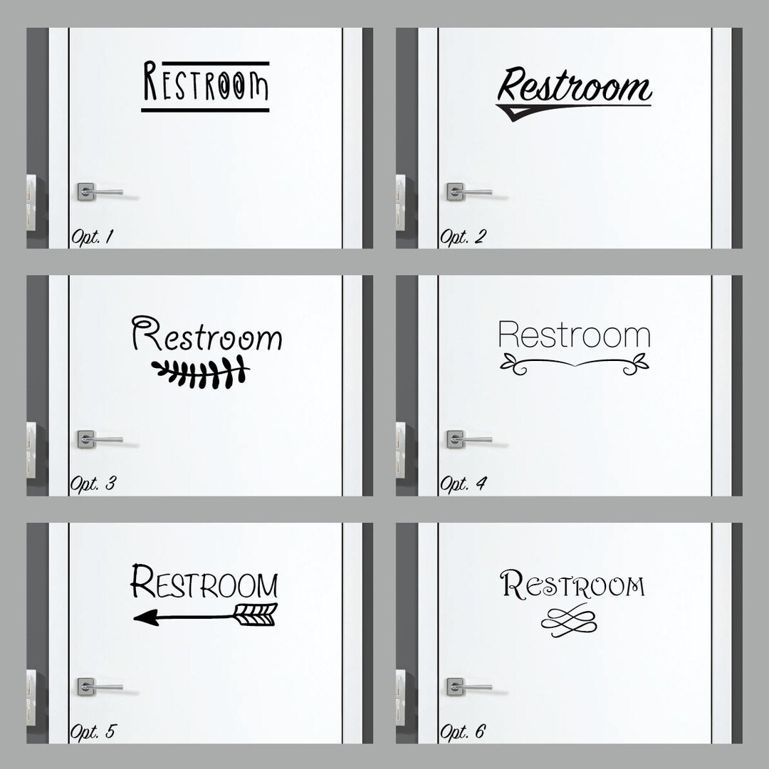 Restroom Decal / Restroom Sticker / Restroom Room Door Decal Art or ...