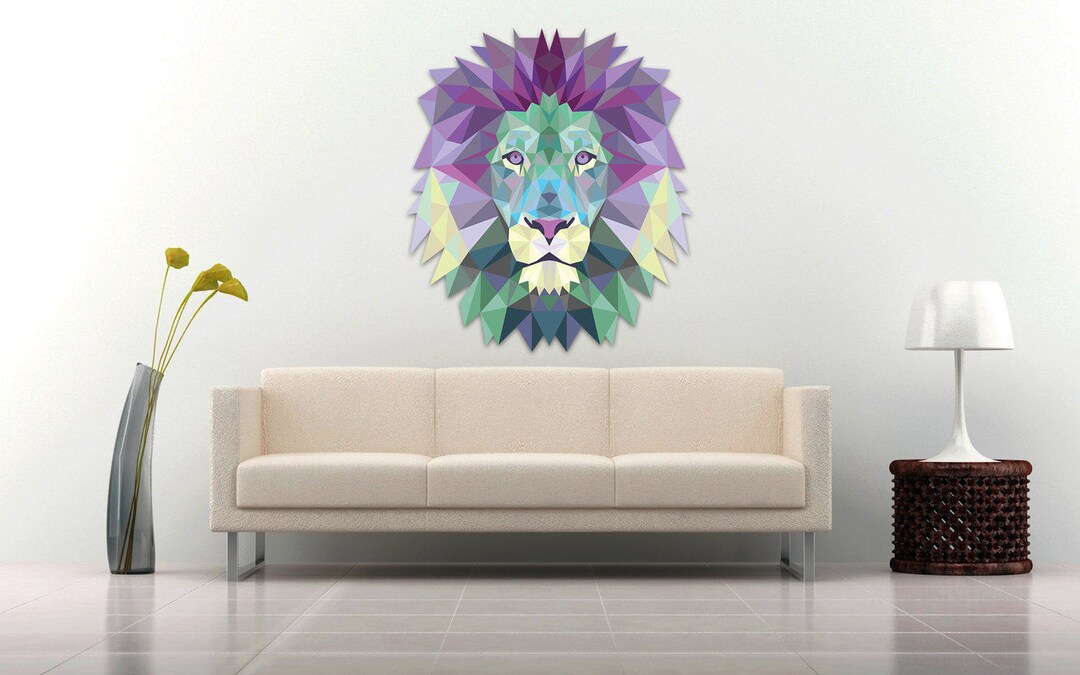 Lion Wall Decal Sticker Modern Geometric Low Poly Lion Spirit Animal ...
