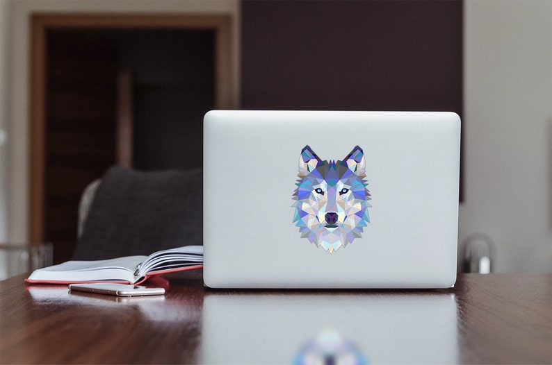 Modern Geometric Wolf Spirit Animal Apple MacBook / Laptop / iPad Color ...