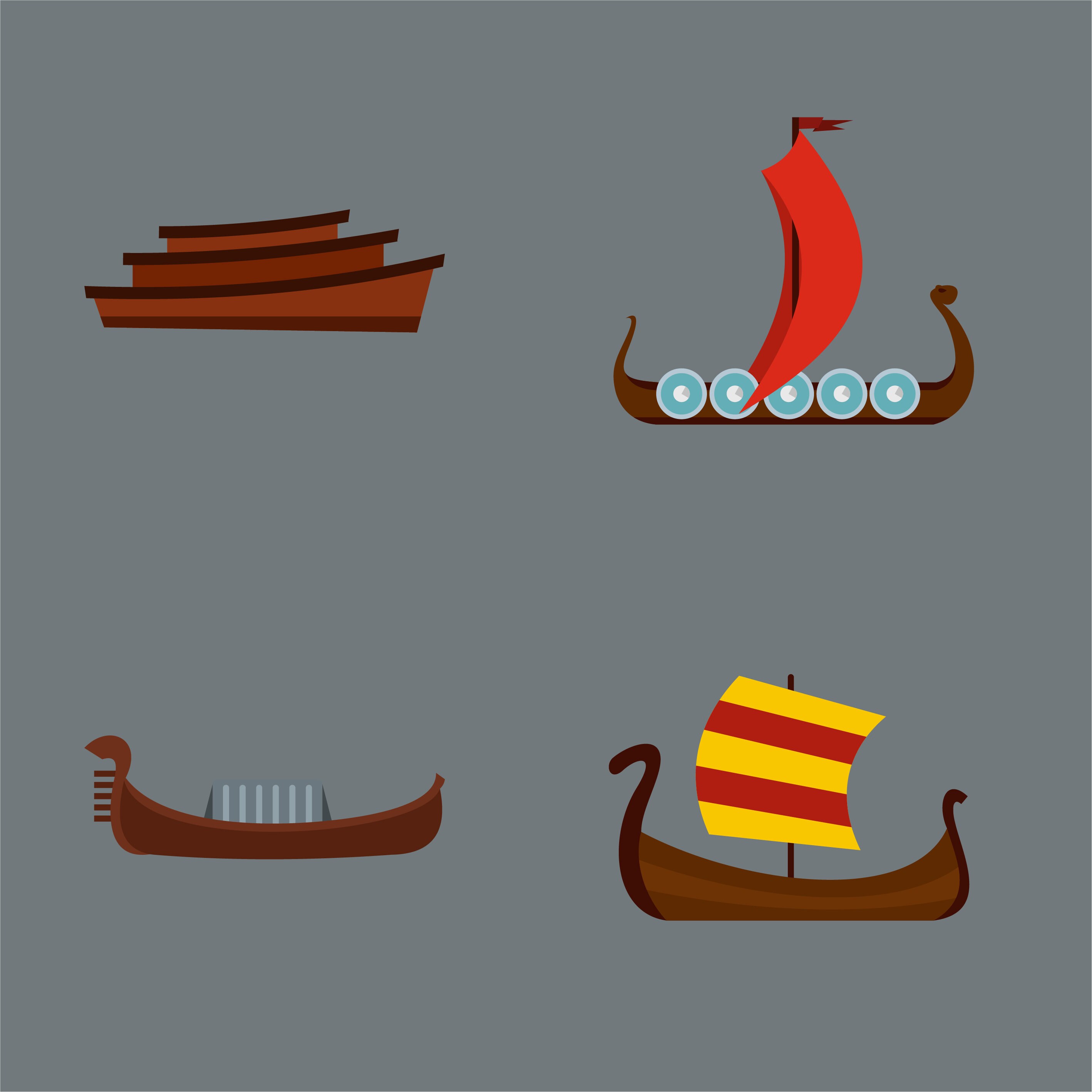 Viking Boat Wall Pattern Decal Color Ship Sticker Kids Room | Etsy