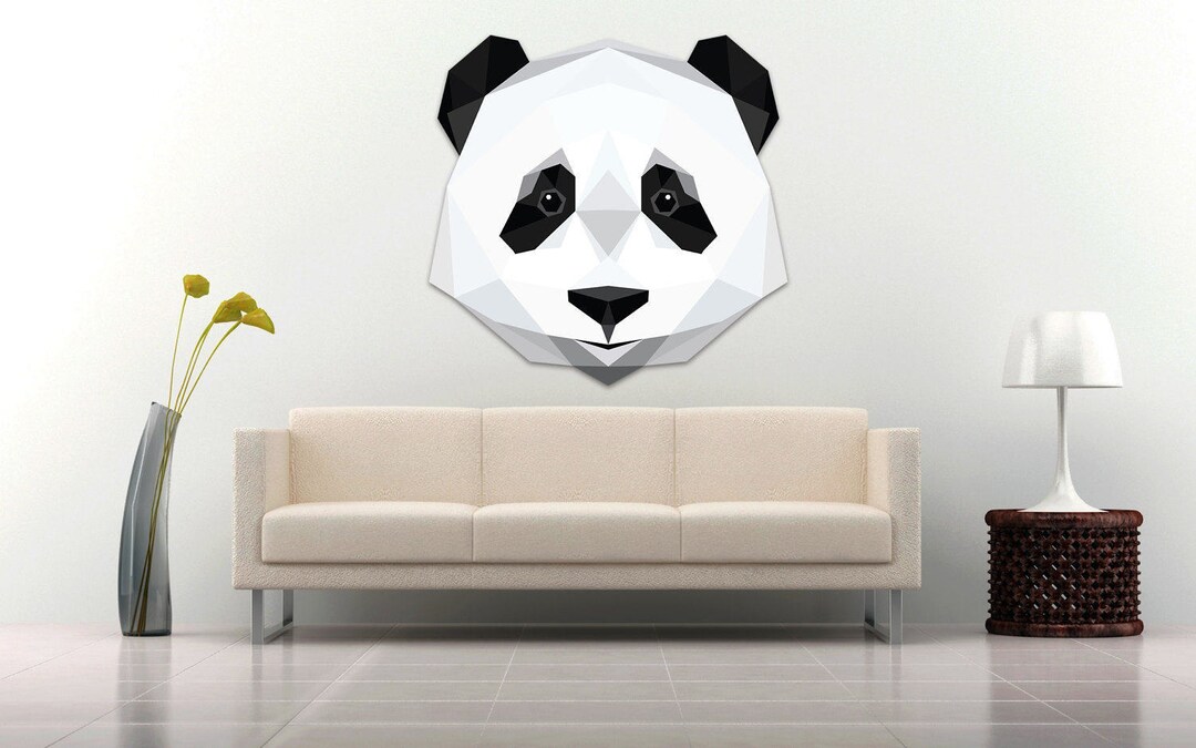 Panda Wall Decal Sticker Modern Geometric Low Poly Panda Spirit Animal ...