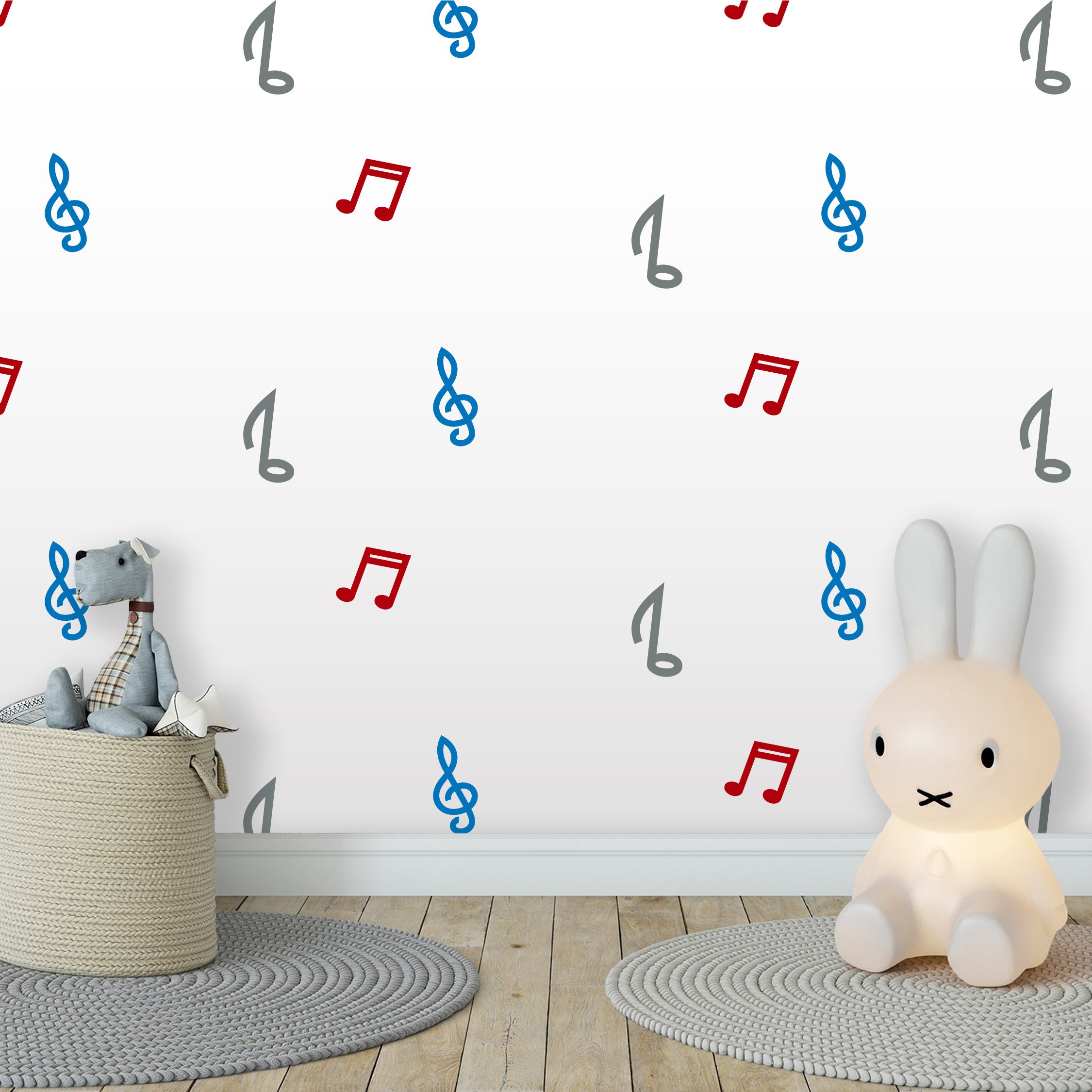 Musical Note Wall Decal Pattern Music Notes Kids Room Wall | Etsy