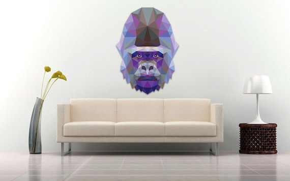 Gorilla Wall Decal Sticker Modern Geometric Low Poly Spirit | Etsy