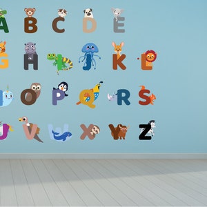 Wall Animal Alphabet Sticker Kids Educational Colorful Wall ABC Decal ...