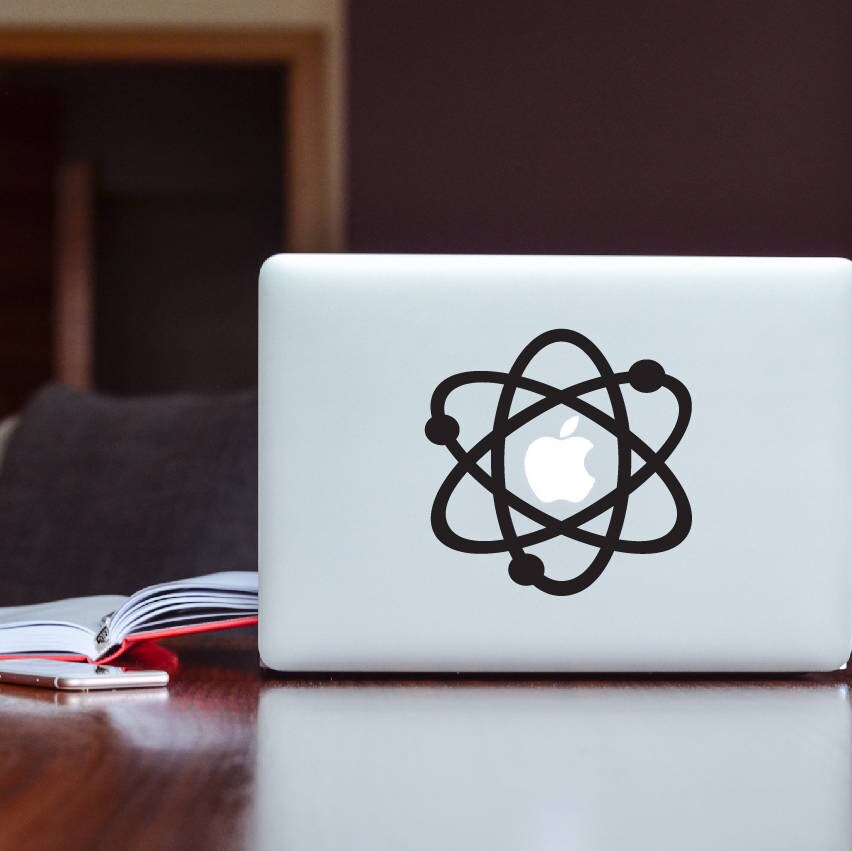 Atom Decal Rotating Around Glowing Apple Macbook Decal / | Etsy