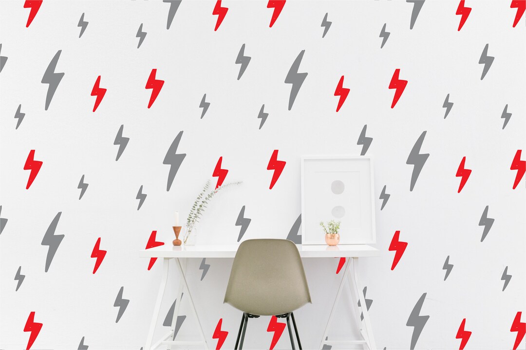 Lightning Bolt Wall Decal Electricity Pattern Ornament Sticker Living ...