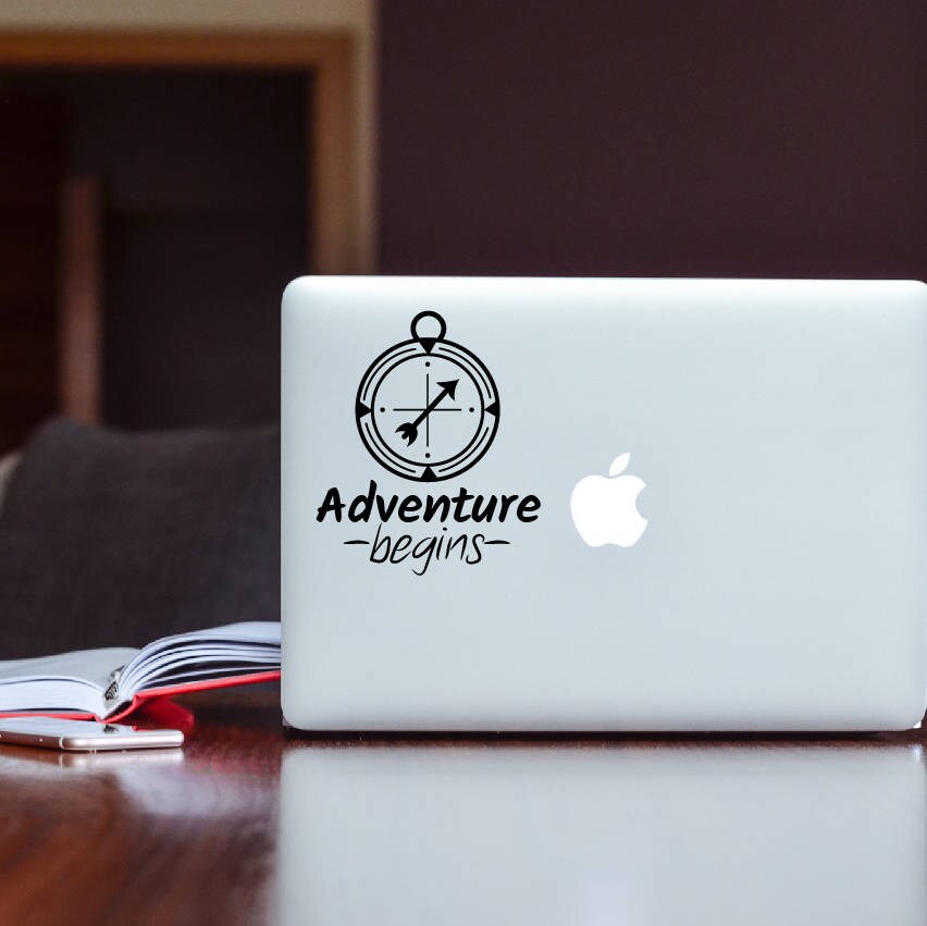 Adventure Begins Compass Decal Adventure Apple Macbook Sticker | Etsy