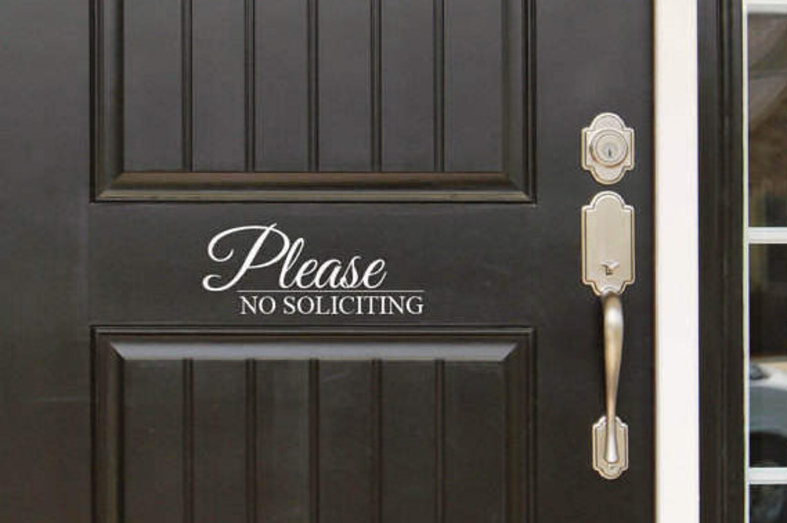 Please No Soliciting Decal Sign Front Door entryway or Wall - Etsy