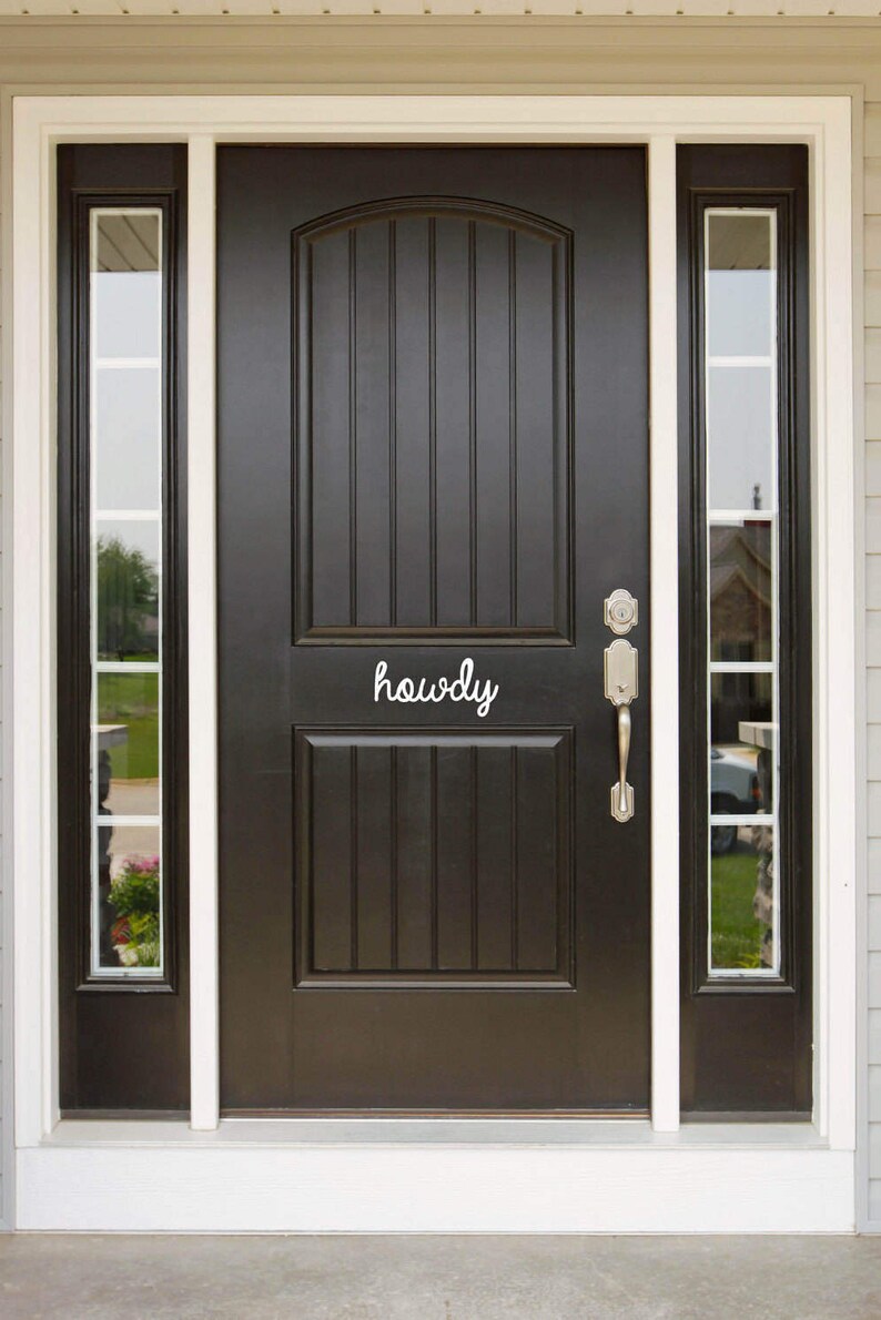 Howdy Welcoming Funny Front Door entryway or Wall Vinyl | Etsy