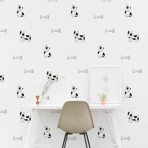 Dog & Bone Wall Decal Kids Room Dogs Bone Wall Sticker - Etsy