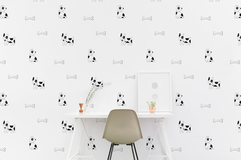 Dog & Bone Wall Decal Kids Room Dogs Bone Wall Sticker, Bedroom Pattern ...